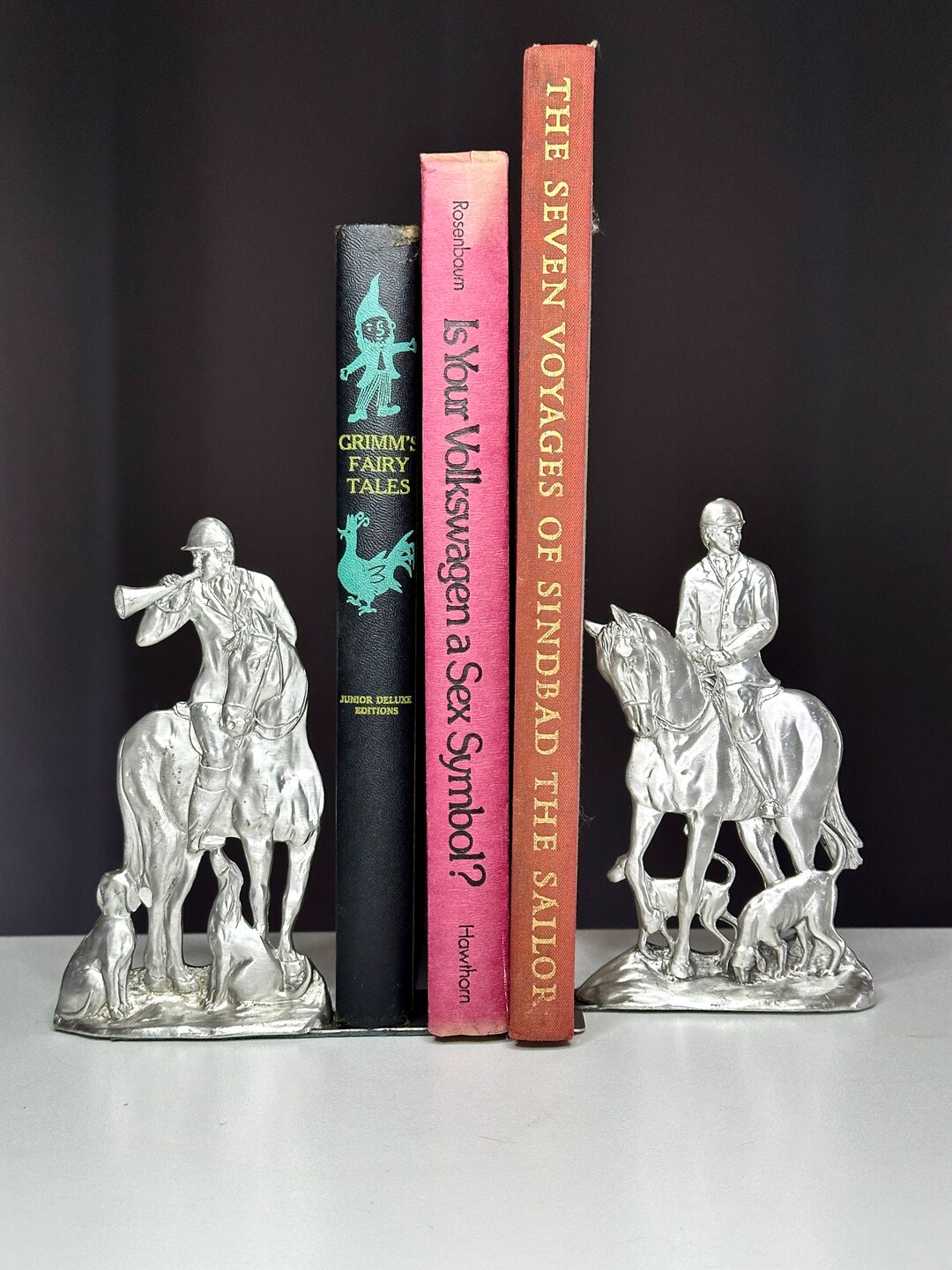 Set of Rare Vintage Seagull Pewter Canada Foxhunt Bookends/vintage ...