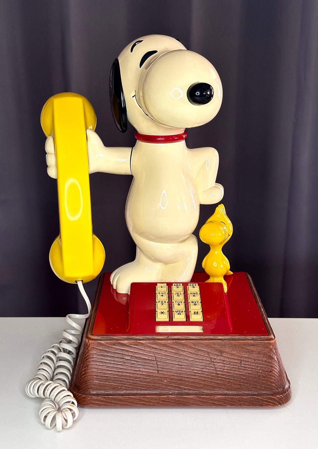 Vintage 1970’s the Snoopy and Woodstock Push Button Landline Telephone ...