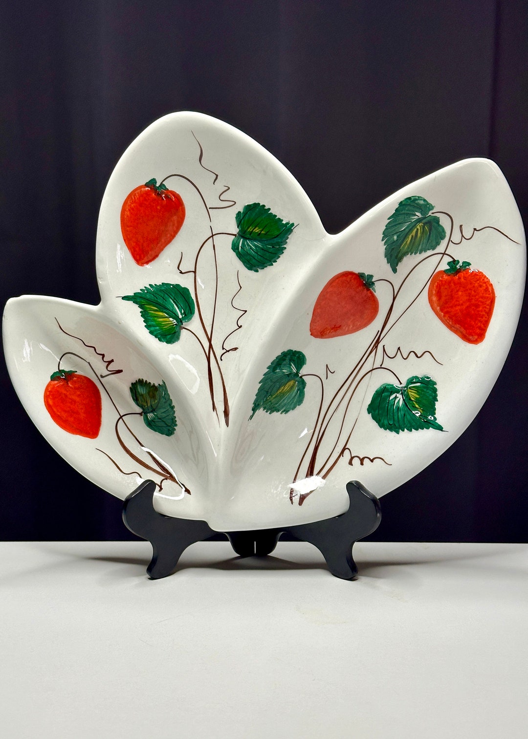 Vintage Italian Ceramic Strawberry Serving Platter/vintage Strawberry ...