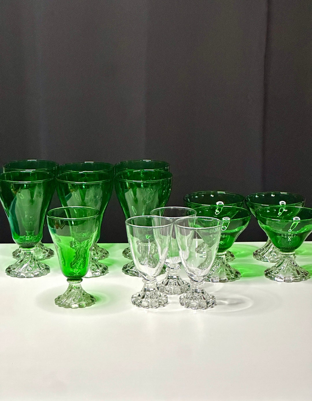 Your Choice of Beautiful Vintage Anchor Hocking Green and Clear Burple ...