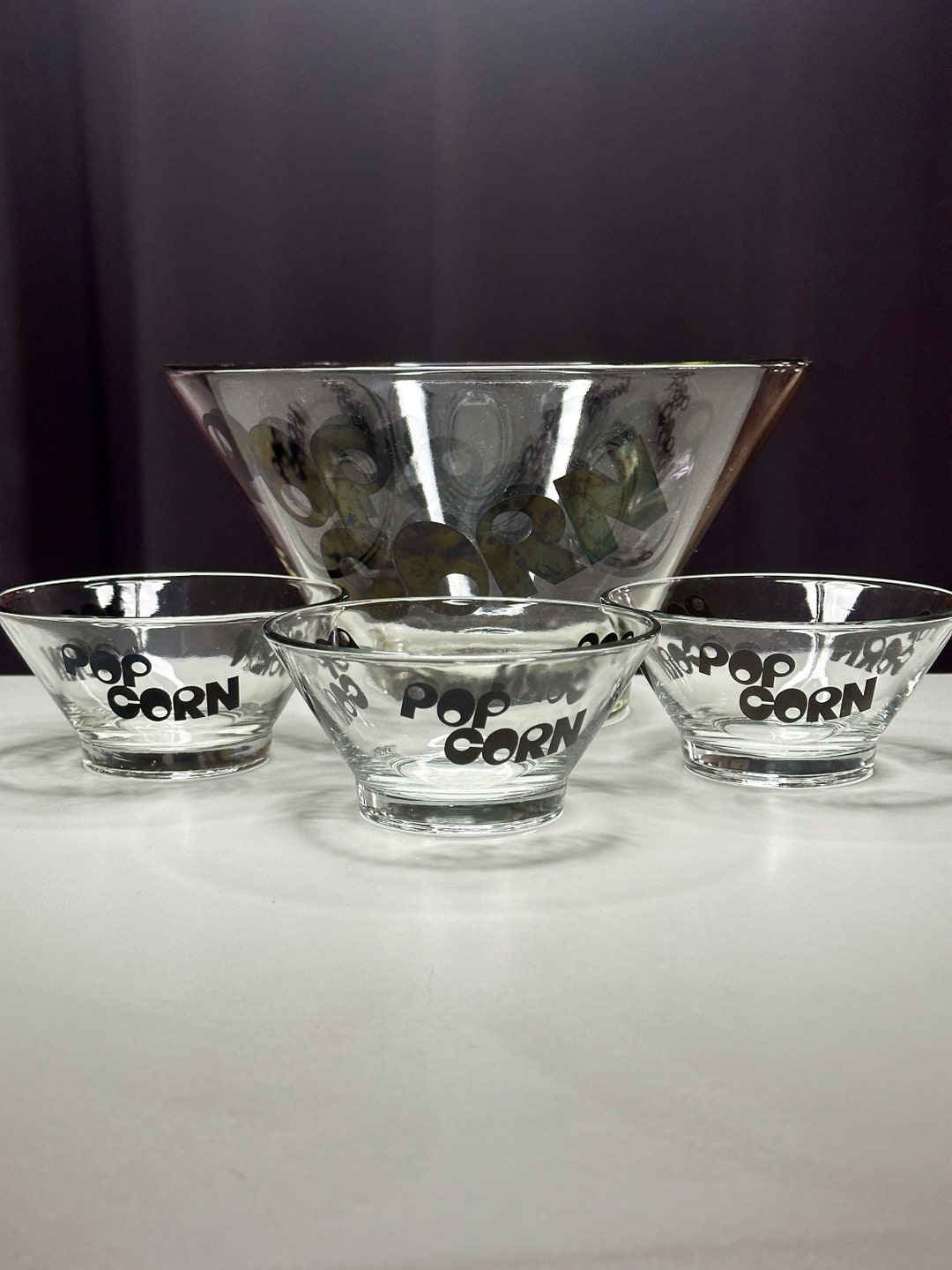 Vintage Wheaton Popcorn Bowl With Three Individual Serving Bowls ...