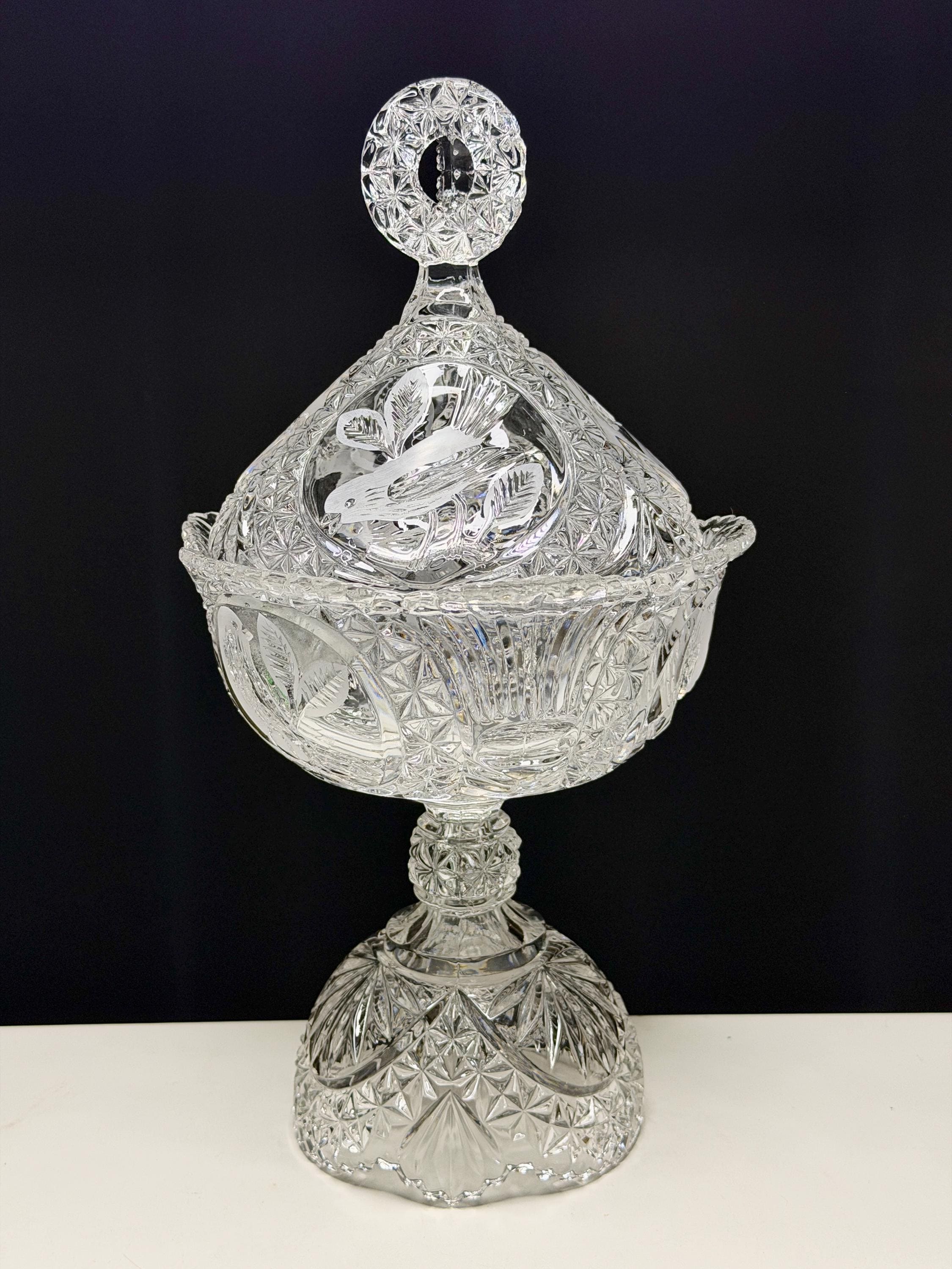 Vintage Hofbauer Byrdes Crystal Lidded Compote / Candy Dish – West ...