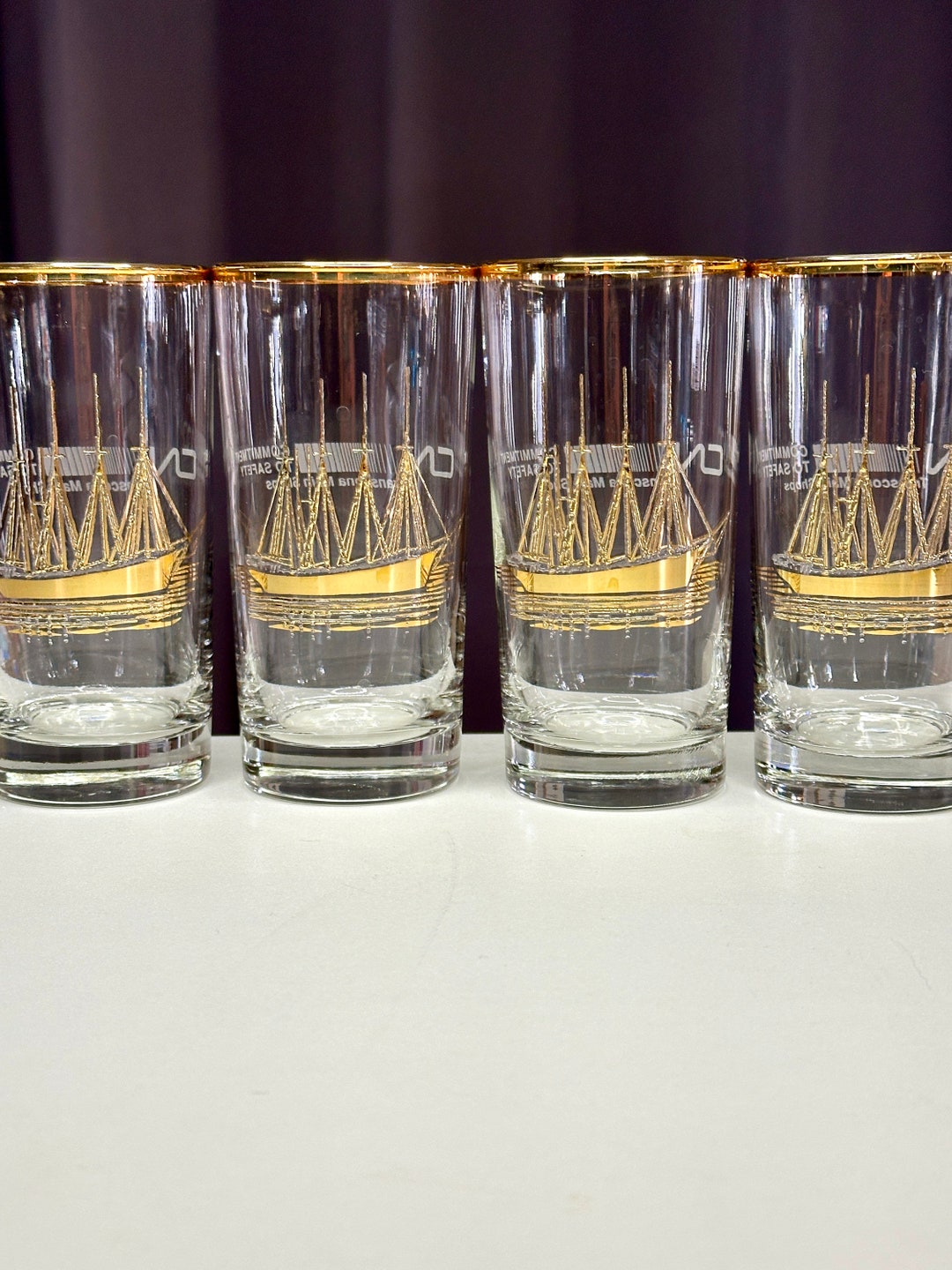 Vintage Culver Gold Schooner Glasses From CN Trancona Main Shops ...