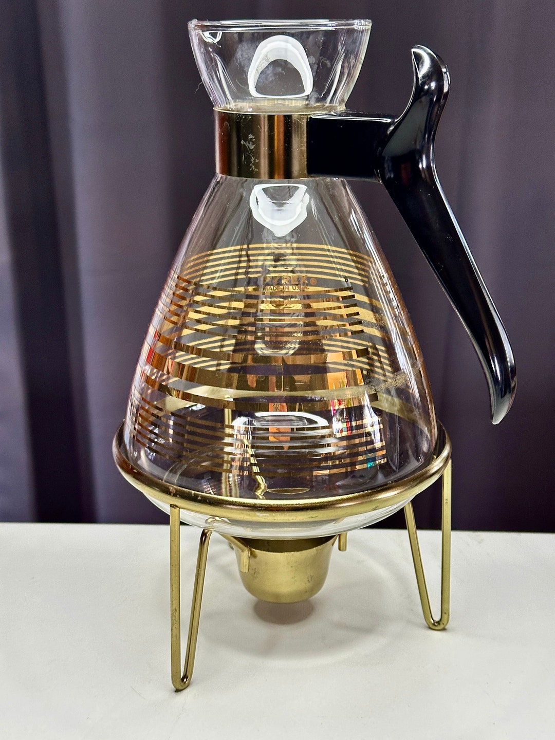 Vintage MCM Pyrex Carafe With Warming Stand/vintage Pyrex Carafe - Etsy