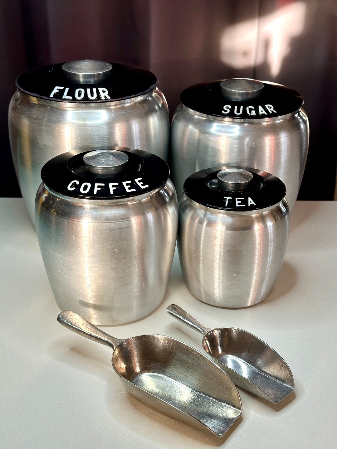 Set of Four Vintage MCM Canisters/vintage MCM Chrome Canister Set/mcm ...