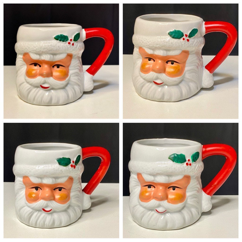 Four Classic Vintage Hand Painted Vintage Santa Head Shot Mugs - Etsy