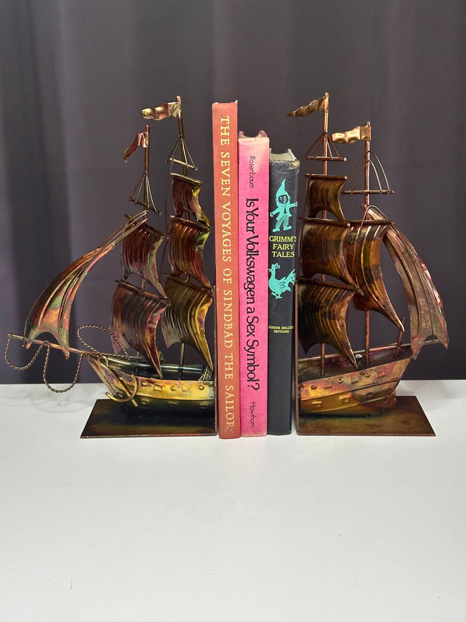 Vintage Brass Schooner Ship Bookends/vintage Brass Nautical Decor ...