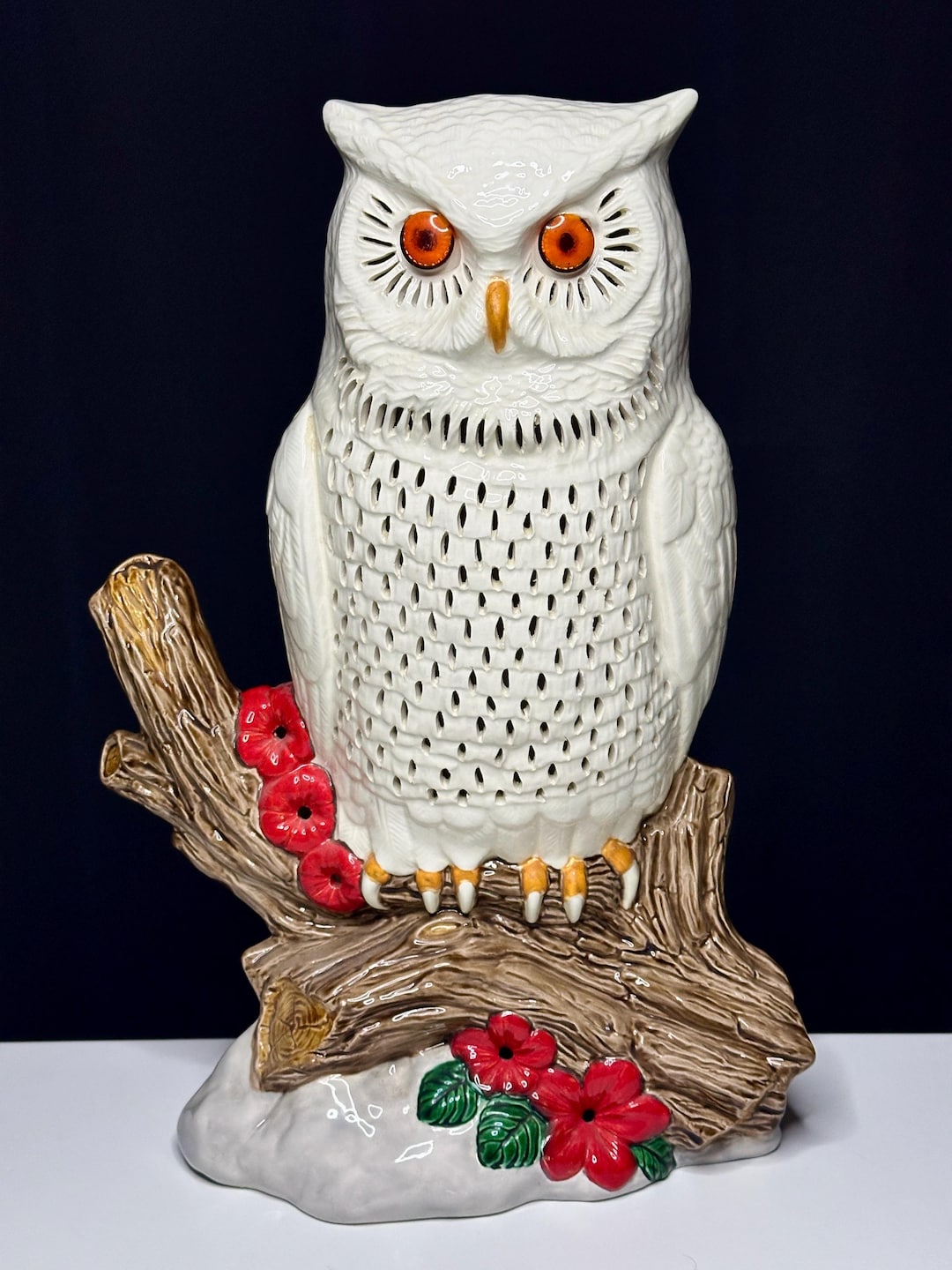 Large 16”vintage Ceramic Light-up Owl Lamp/vintage Owl Decor/owl Lover ...