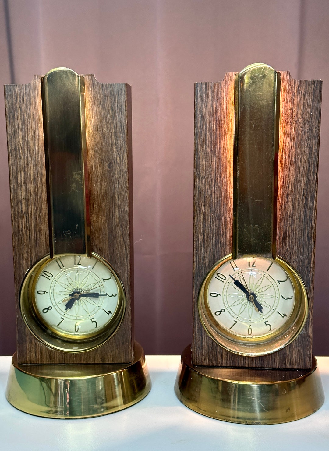 Beautiful Set of Two Vintage MCM Art Deco Lighted Table Clocks/vintage ...