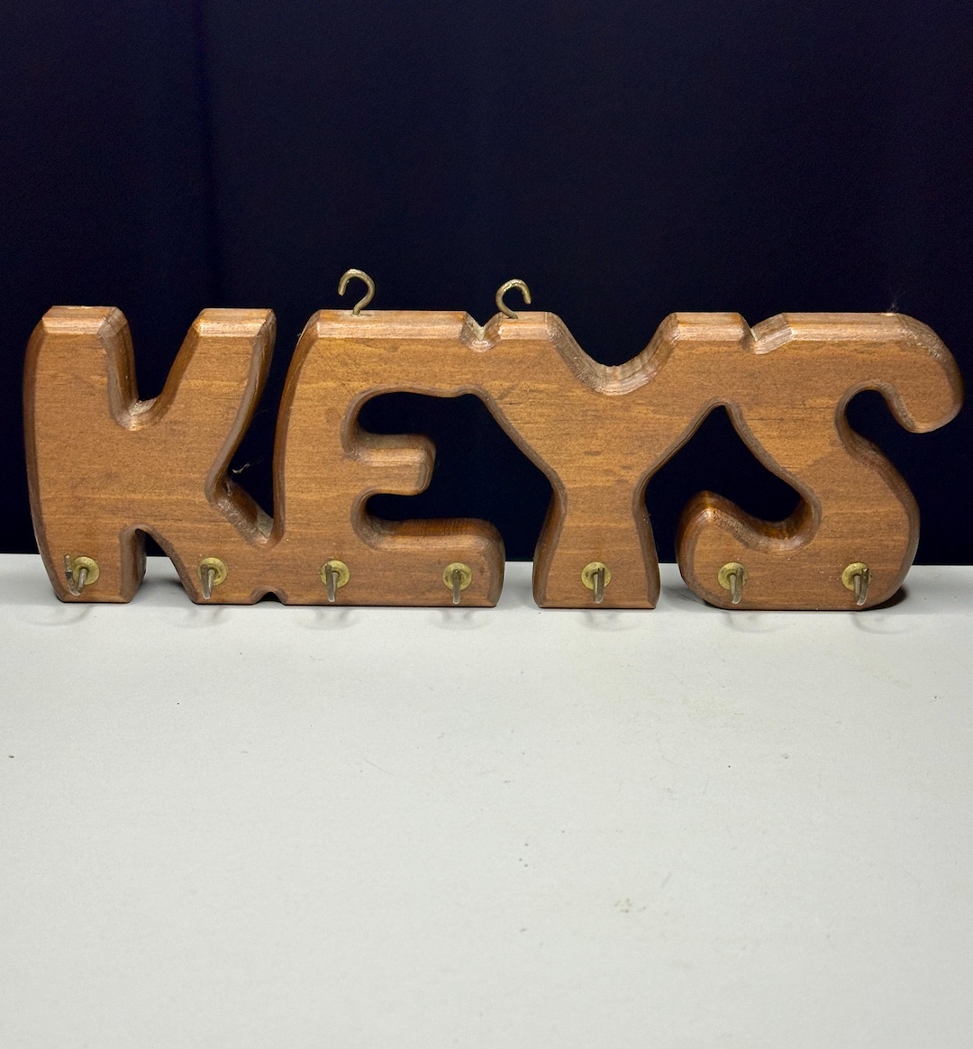 Classic Vintage Wooden Keys Sign and Key Hook/vintage Wooden Key Hook ...