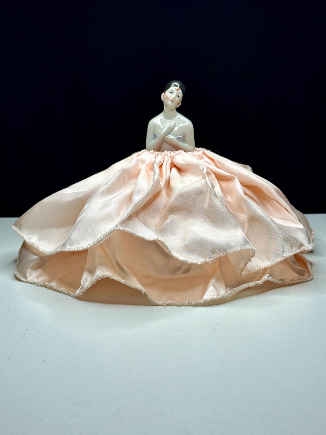 Antique Porcelain Half Doll Hat Pin Cushion With Pink Satin Skirt ...