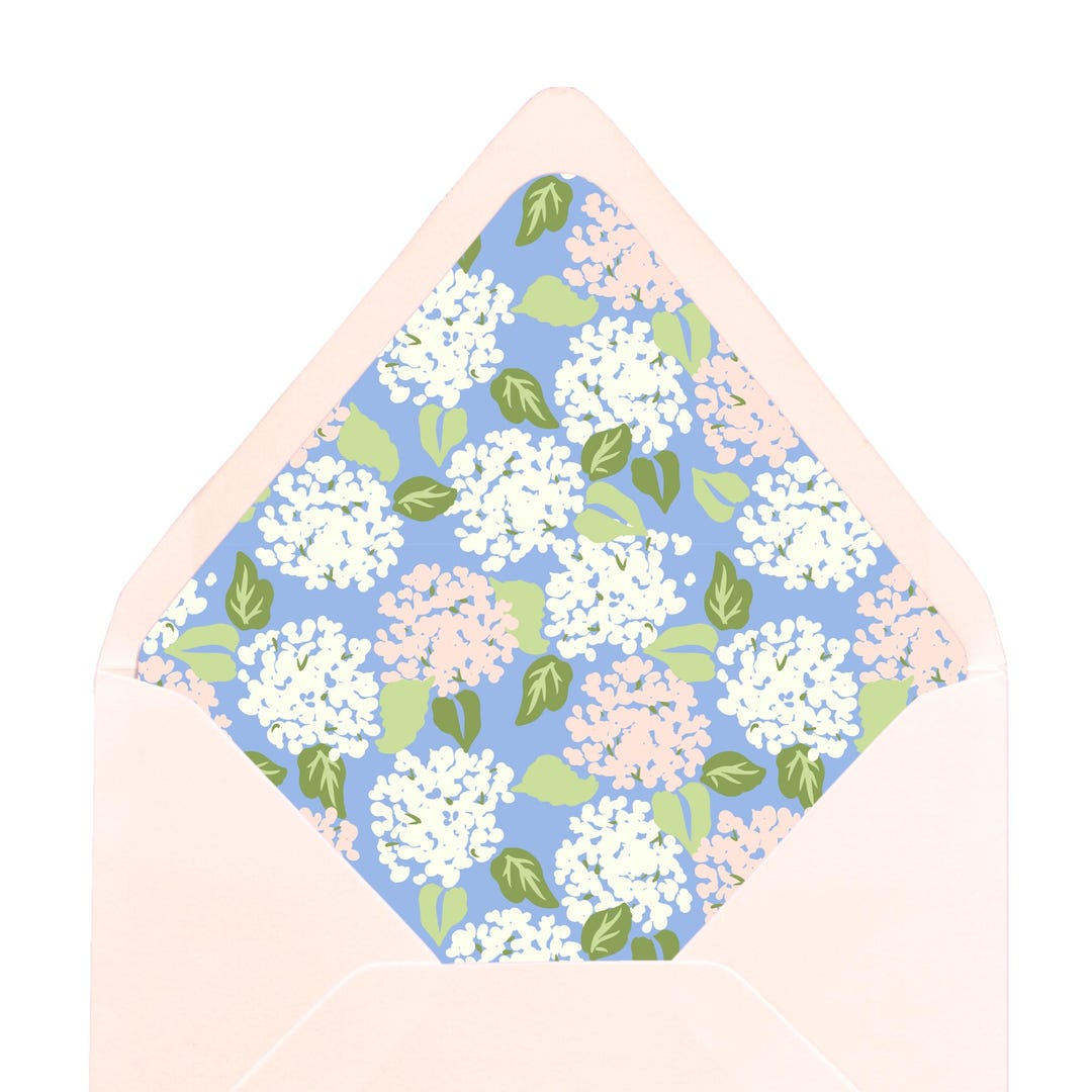 Hydrangea Envelope Liners | Blue, Pink and White Wedding Pattern A7 ...
