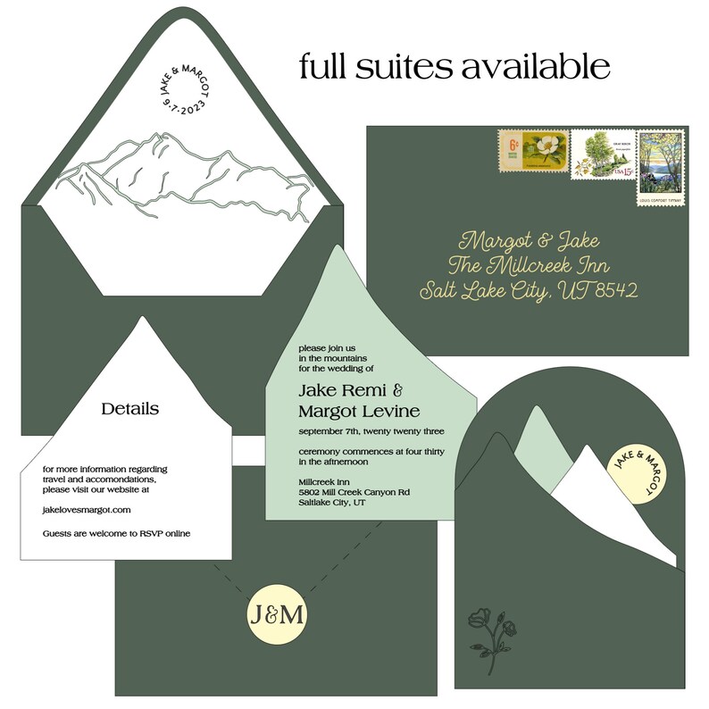 Mountain Wedding Invitations Arch Shaped Mountain Range - Etsy
