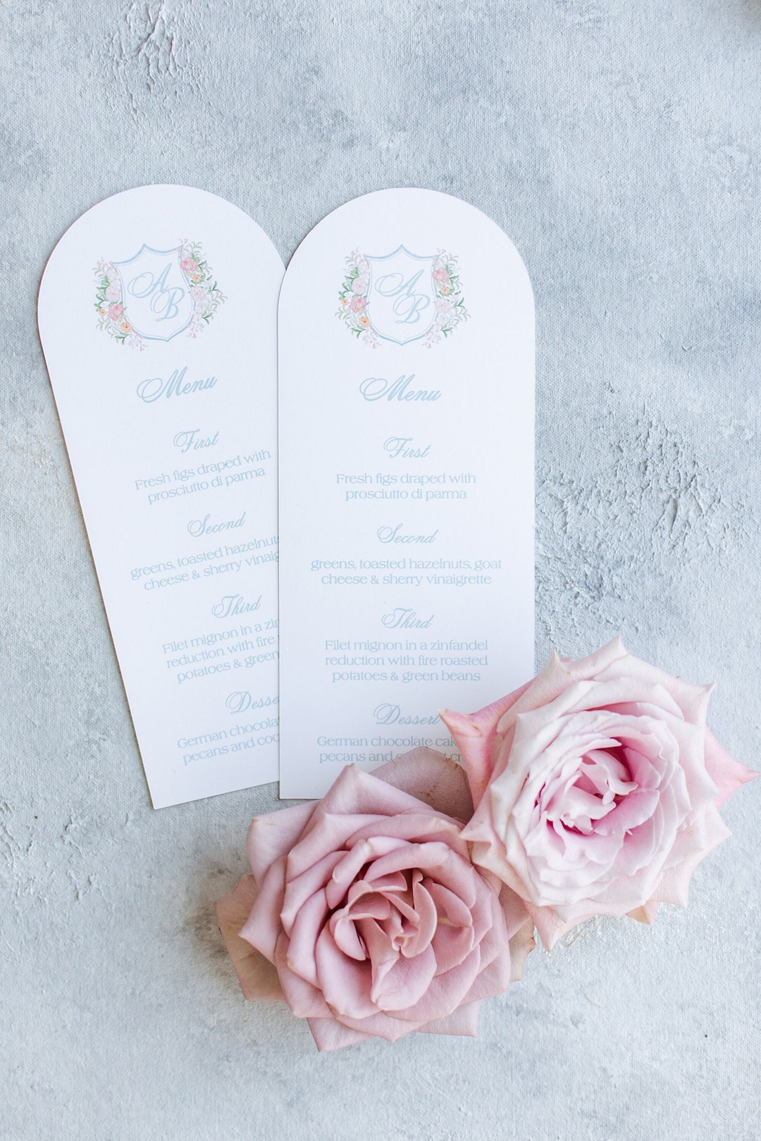 Arch Shaped Wedding Reception Menus Watercolor Floral Dinner - Etsy