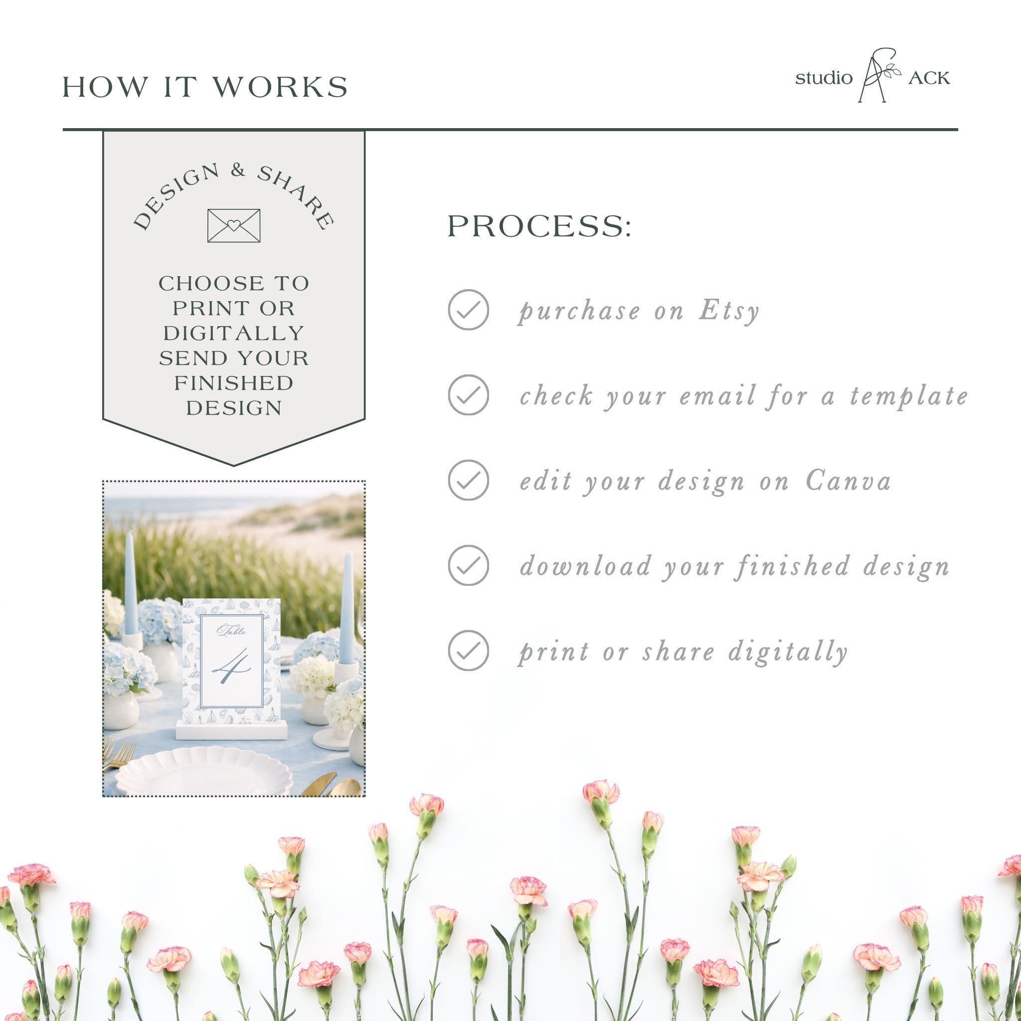 Dusty Blue Coastal Toile Table Number Templates, Nautical Wedding ...
