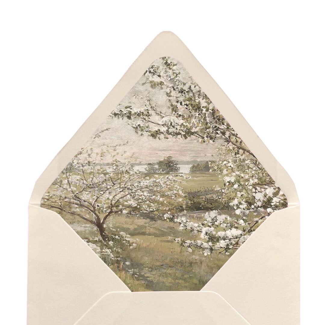 Flowering Trees Envelope Liners | Neutral Floral Landscape A7 Euro Flap ...
