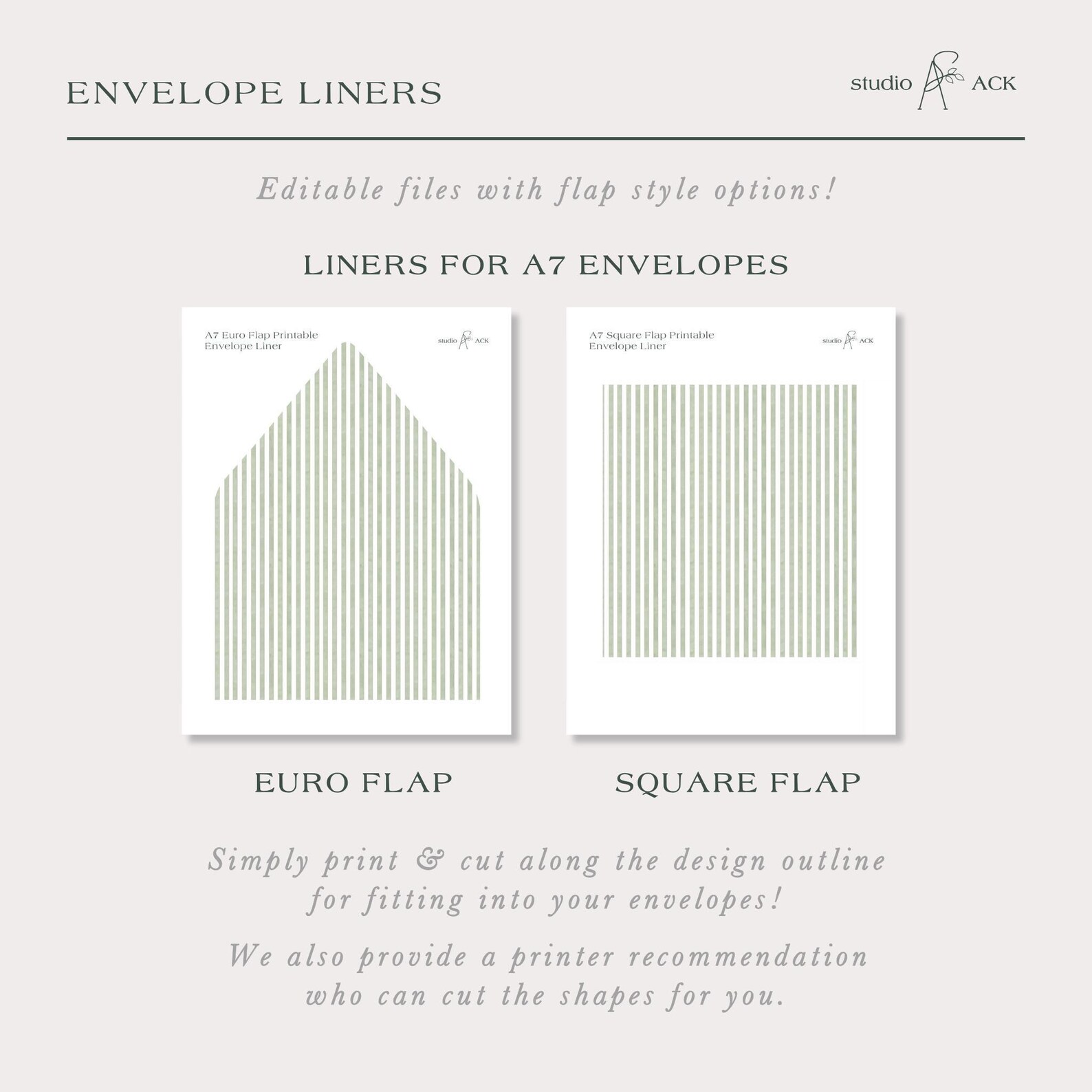 Green Stripe Wedding Invitation Template, Watercolor Stripe Invite ...