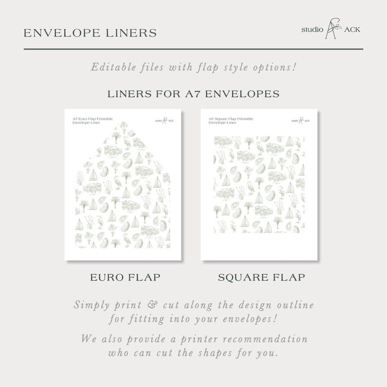 Southern Toile Envelope Liner, Coastal Palmetto + Egret Pattern ...