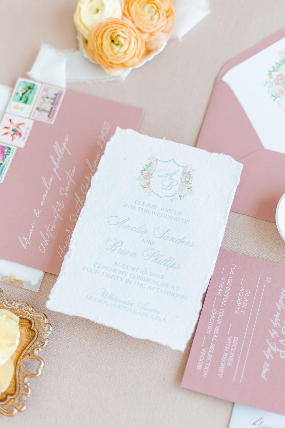 Plantable Paper Wedding Invitation Suite Custom Invitations Letterpress ...