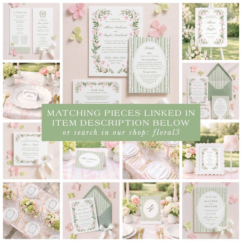 Wedding Program Template, Watercolor Floral Design, Double Sided Ceremony Program, Editable in ...