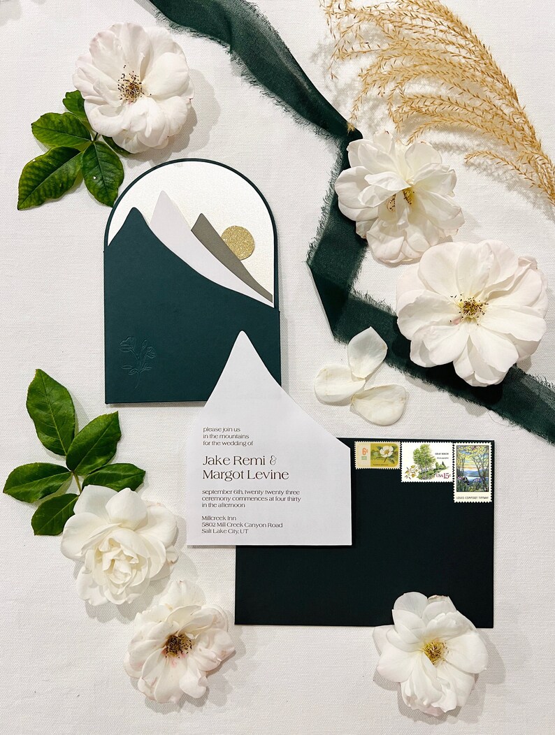 Mountain Wedding Invitations Arch Shaped Mountain Range - Etsy