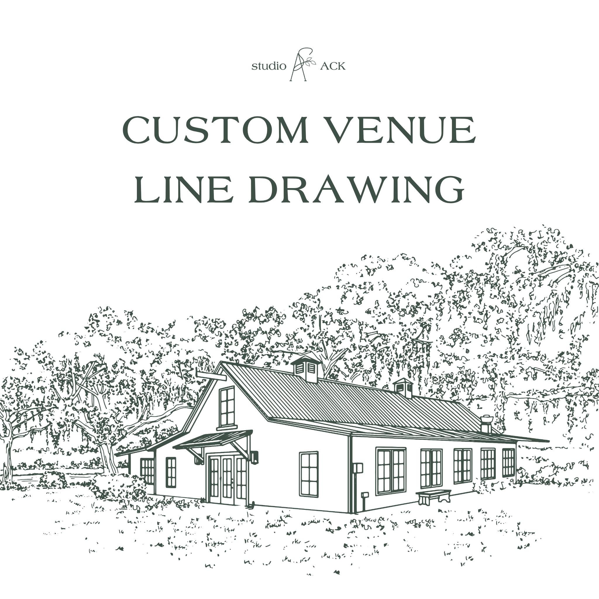 Custom Venue Line Drawing | Hand Drawn Wedding Venue | Personalized ...