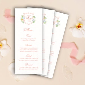 Arch Shaped Wedding Reception Menus Watercolor Floral Dinner - Etsy