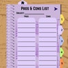 4 Pros and Cons Printable List, Relationship Pros and Cons List ...