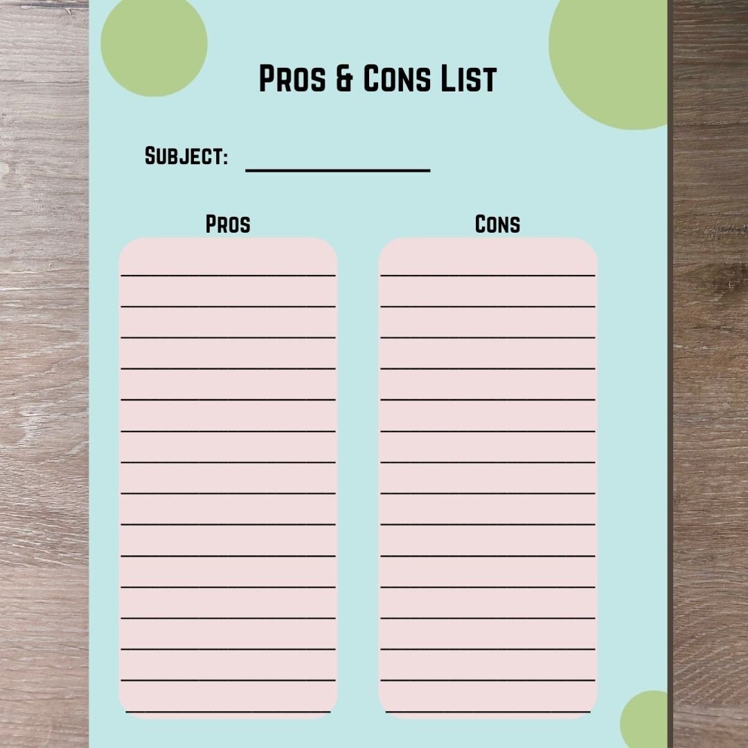 4 Pros And Cons Printable List Relationship Pros And Cons List 4 Pros And Cons Printable List Relationship Pros And Cons List