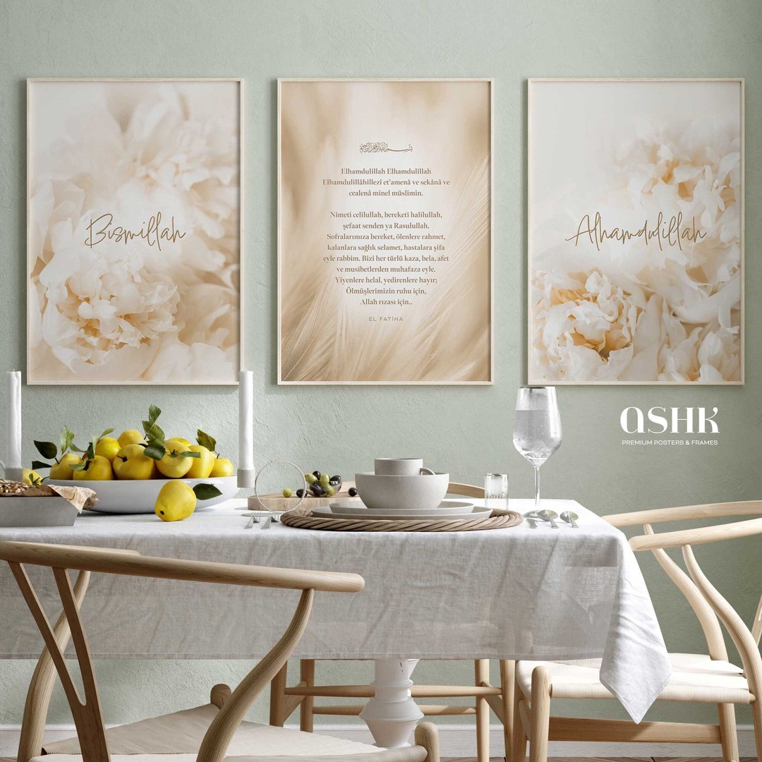 3er Poster Set Sofra Duasi Rose Beige Islamic Wall Art Islamische Wandbilder Deko Bilder ...
