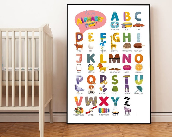 Alphabet Chart Pink, PRINTABLE Educational Poster, DIGITAL DOWNLOAD ...