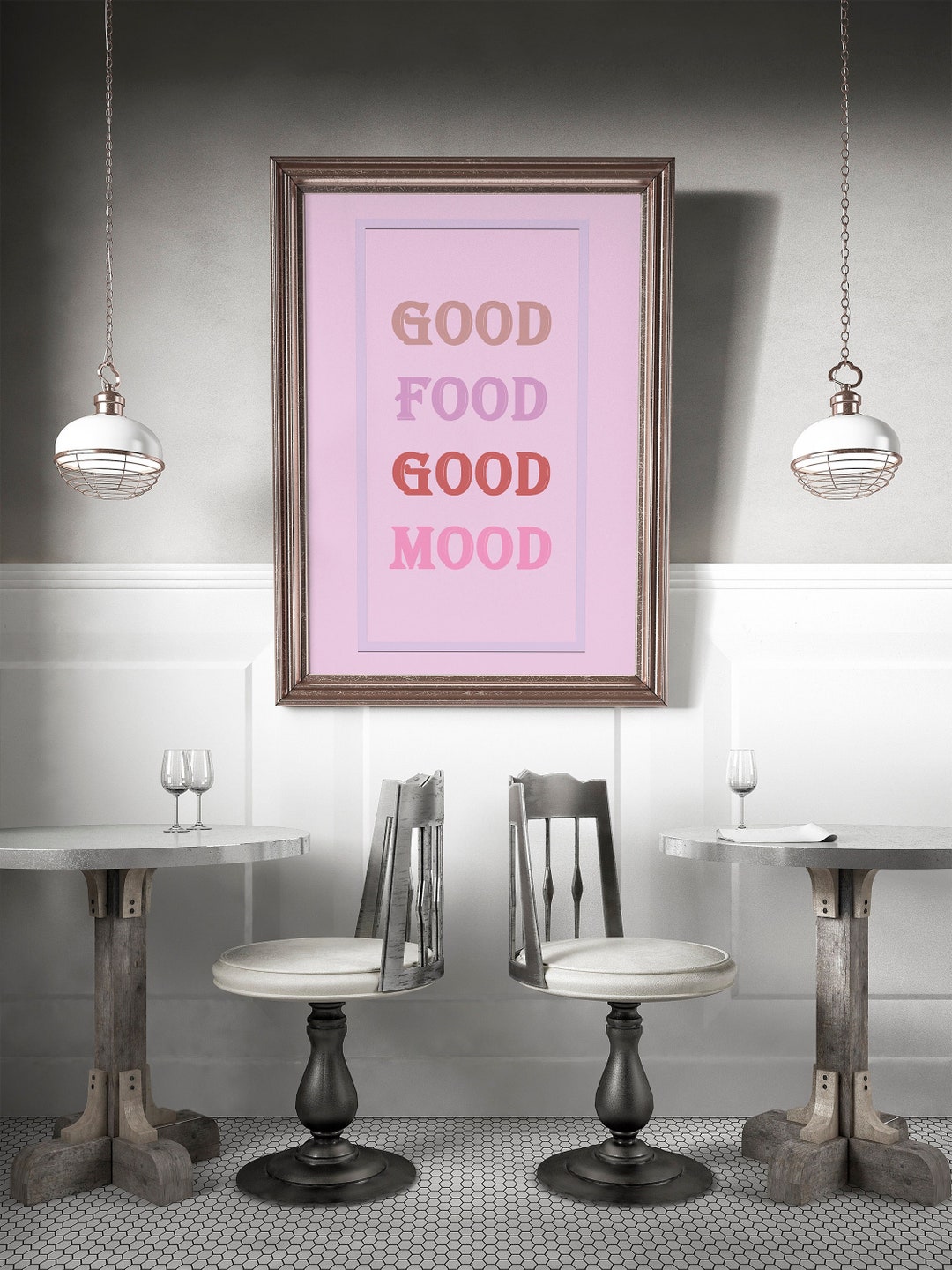 Kitchen Wall Art, Kitchen Wall Decor, Good Food Good Mood Written Quote ...