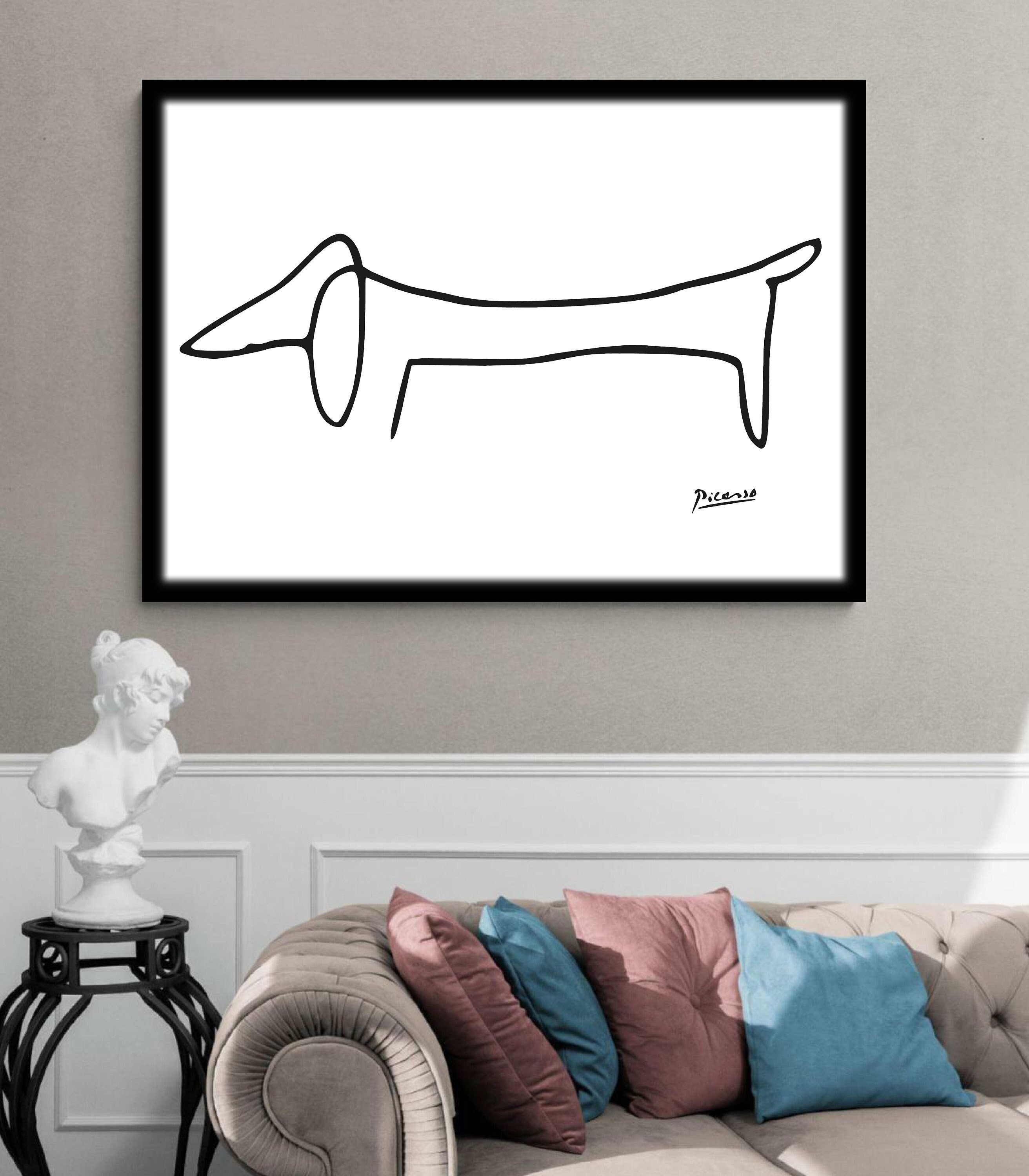Pablo Picasso Dog Sketch Print, Cute Japanese Dog Poster, Animal Line ...