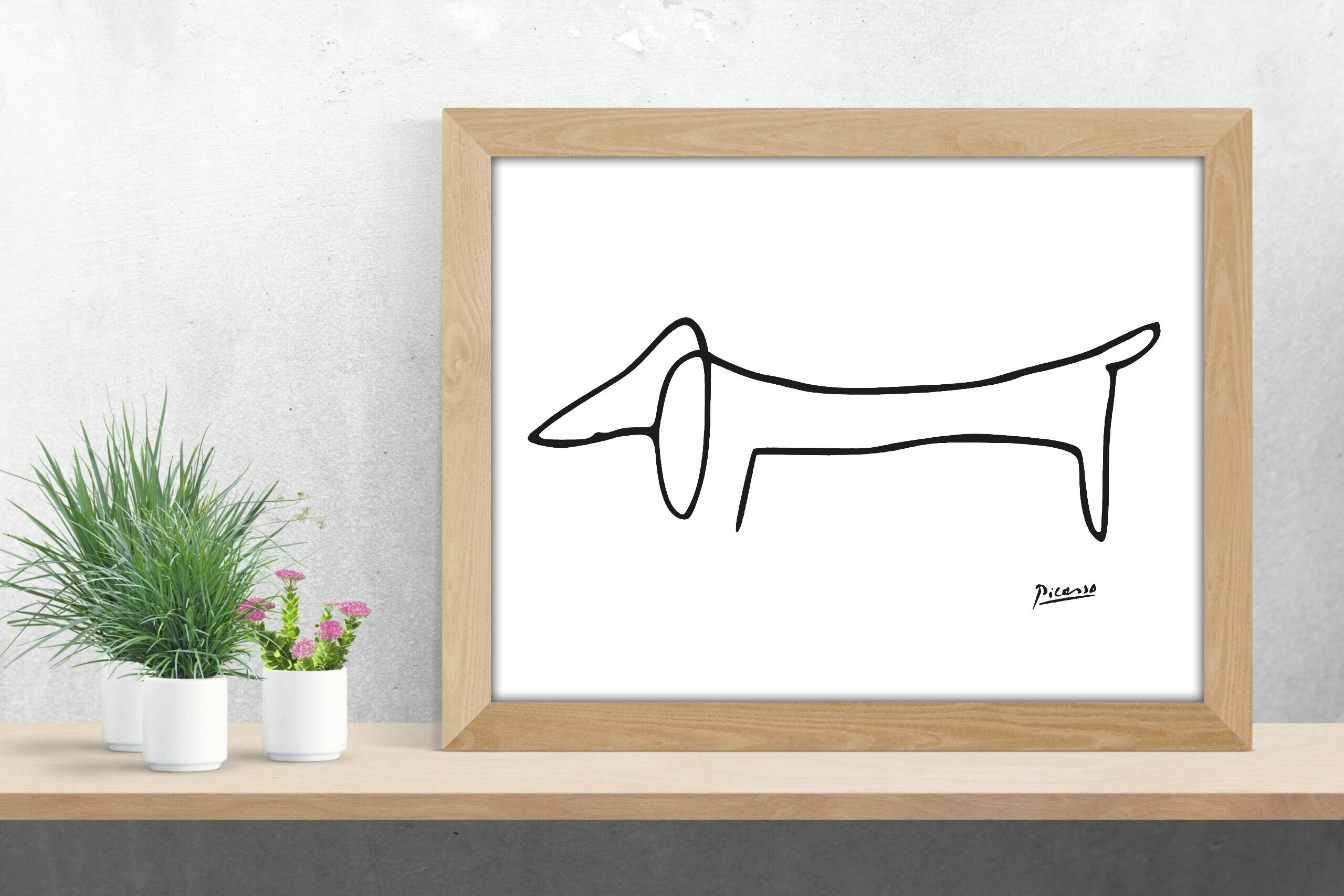 Pablo Picasso Dog Sketch Print, Cute Japanese Dog Poster, Animal Line ...