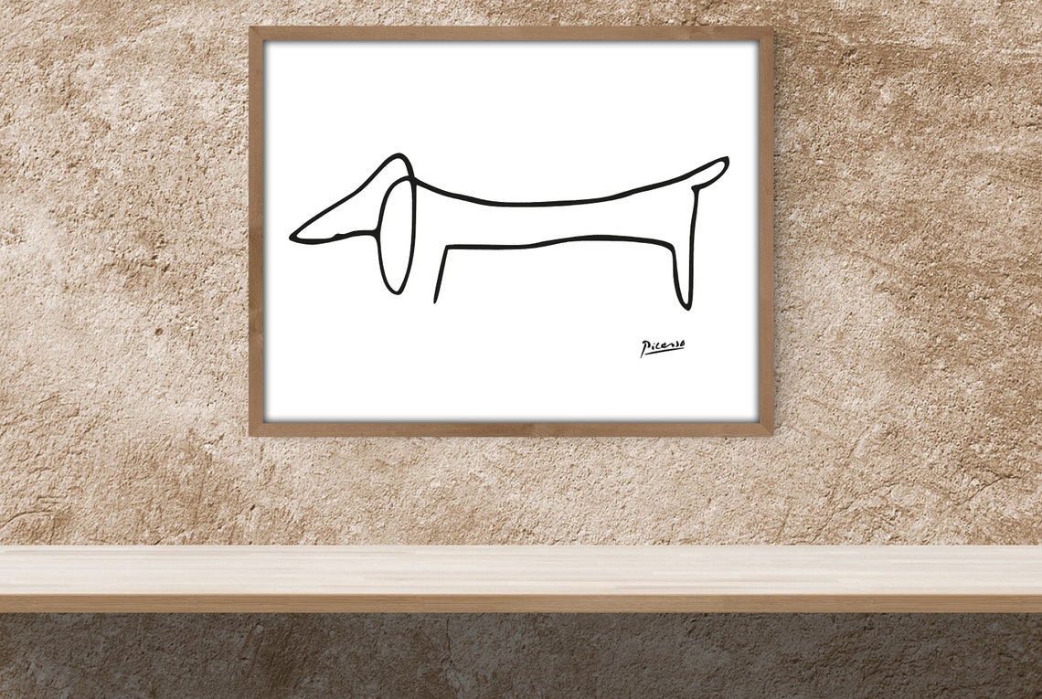 Pablo Picasso Dog Sketch Print, Cute Japanese Dog Poster, Animal Line ...