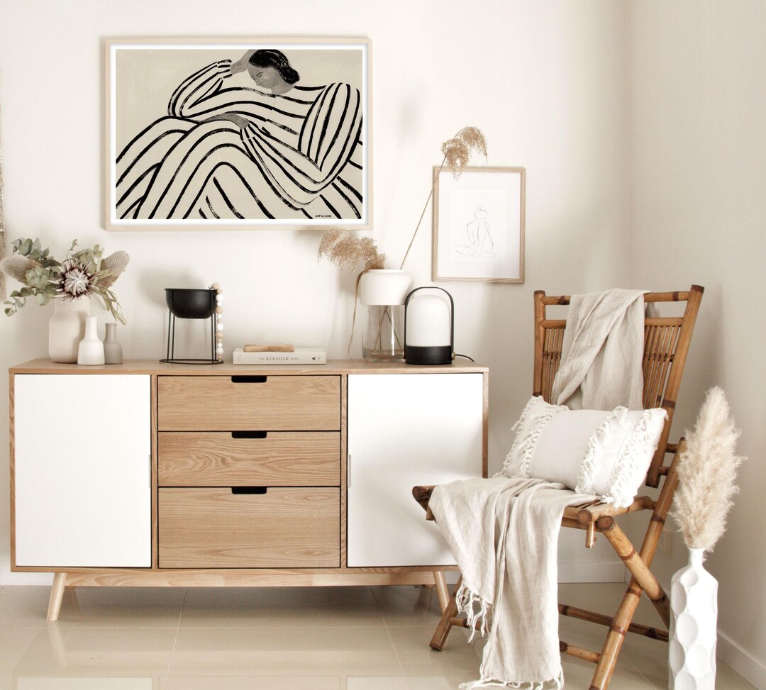 Sofia Lind Drawing, Curvy Girl Line, Leaf Poster, Modern Minimal ...