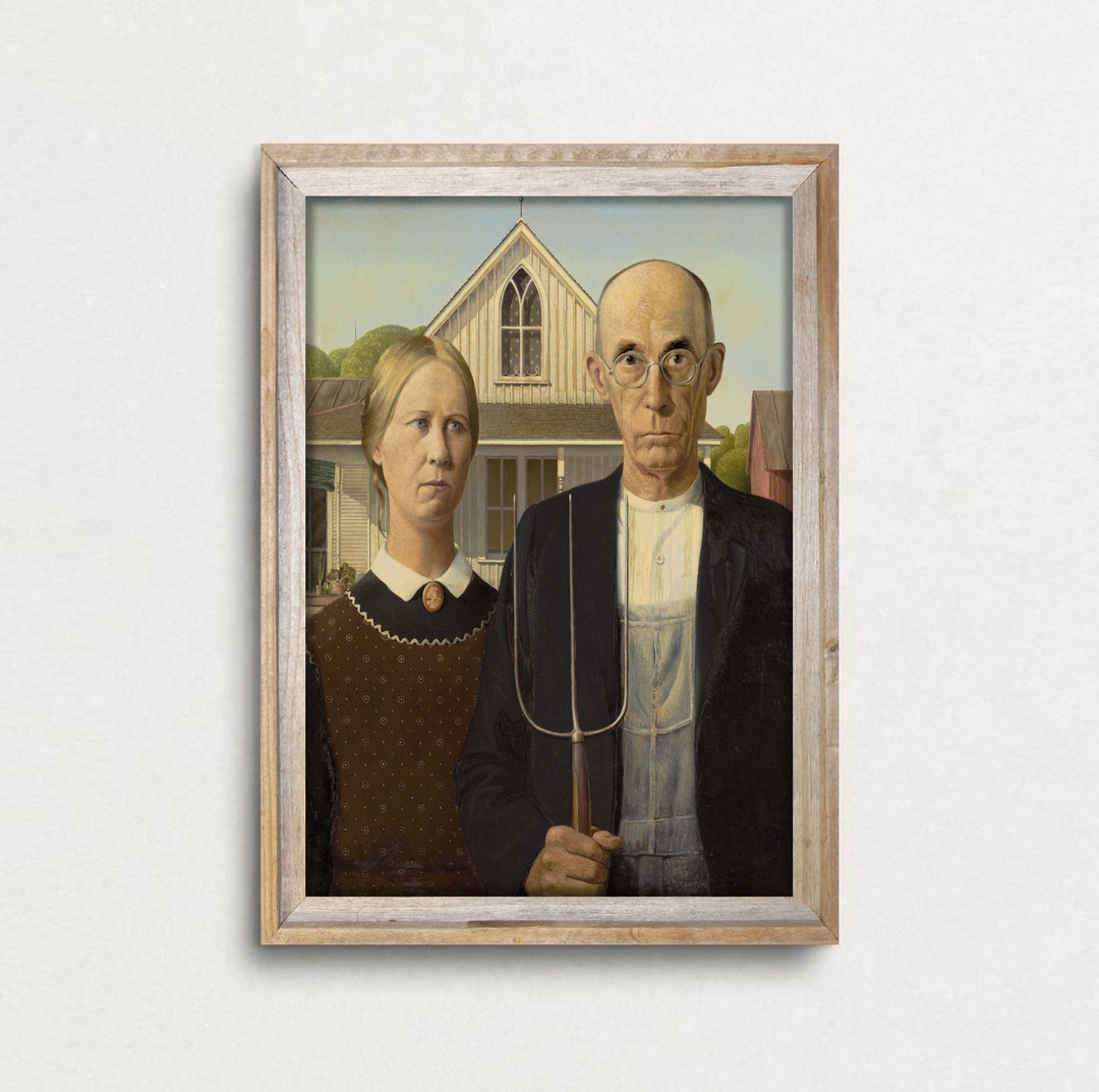 Grant Wood American Gothic Famous Portraits, Classic Painting 1930 ...