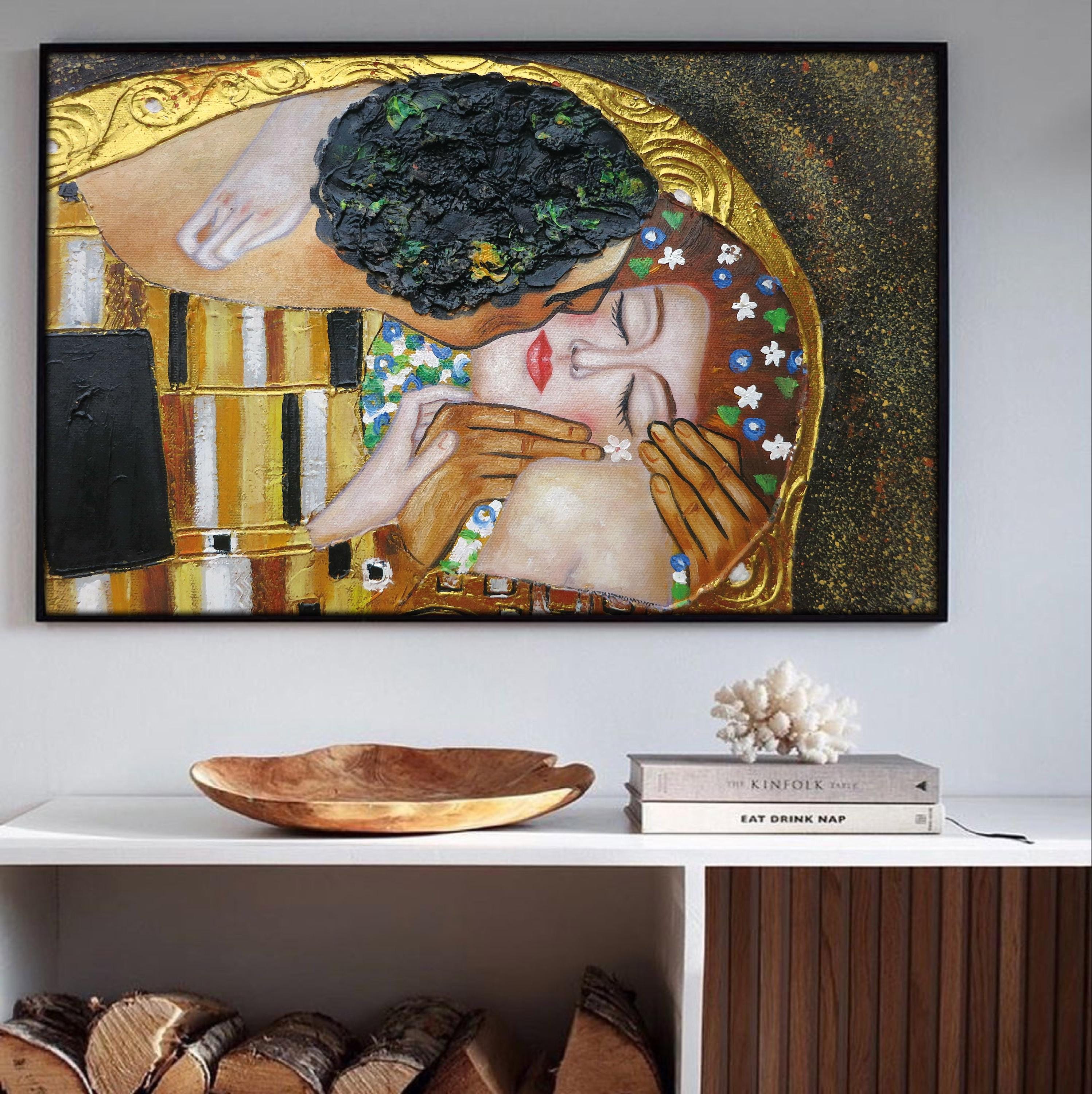 Gustav Klimt Oil Painting, the Kiss Poster, Exhibition Gallery Wall Art ...