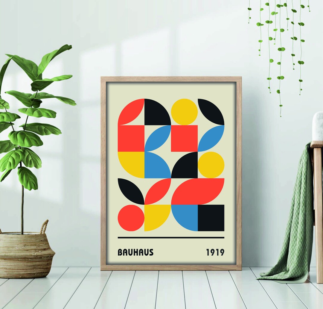Bauhaus 1919 Poster, Bauhaus Printable Exhibition Poster, Geometric ...