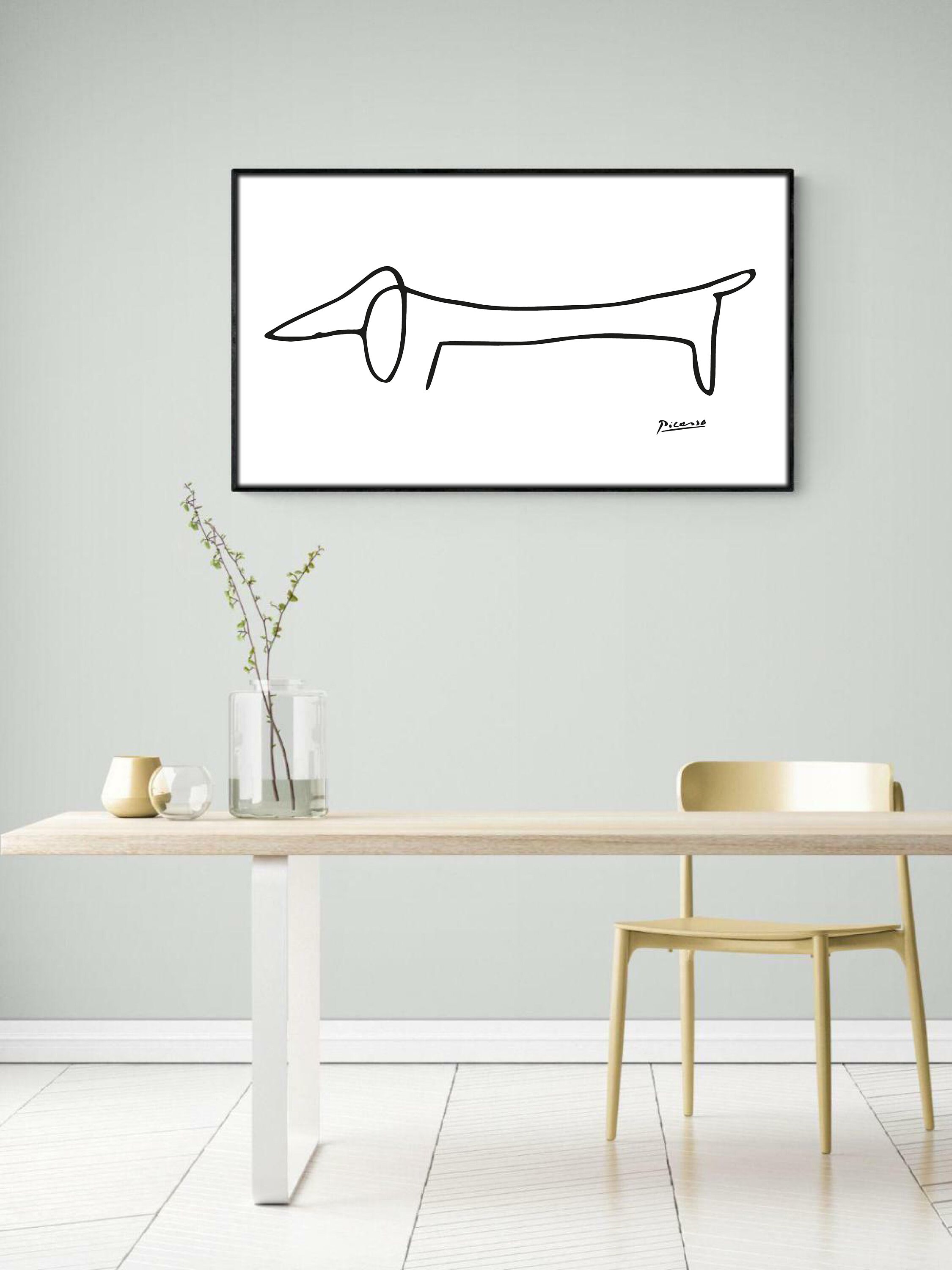 Pablo Picasso Dog Sketch Print, Cute Japanese Dog Poster, Animal Line ...