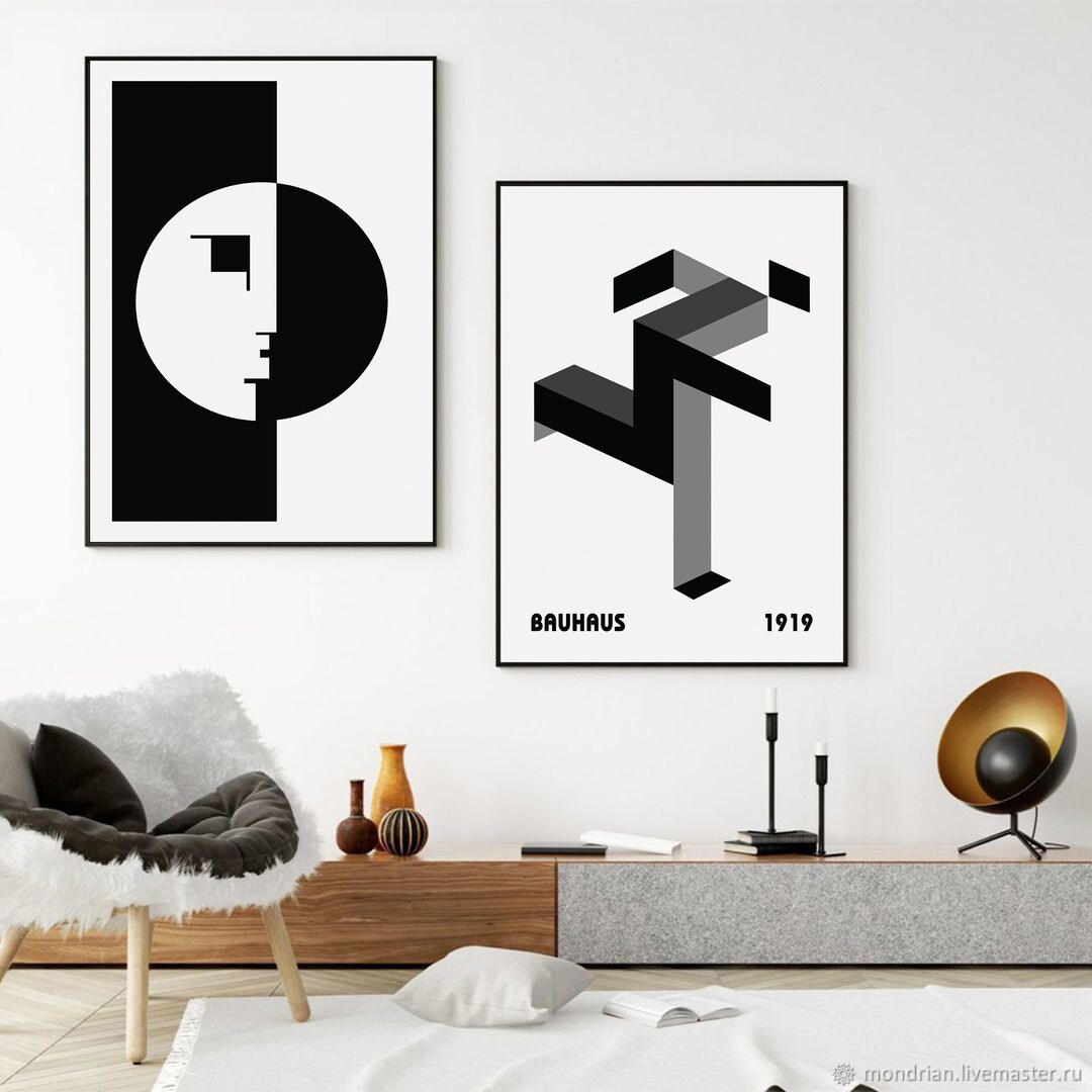 Bauhaus Portrait Set of 2, Running Man, Gallery Exhibition Art Decor ...