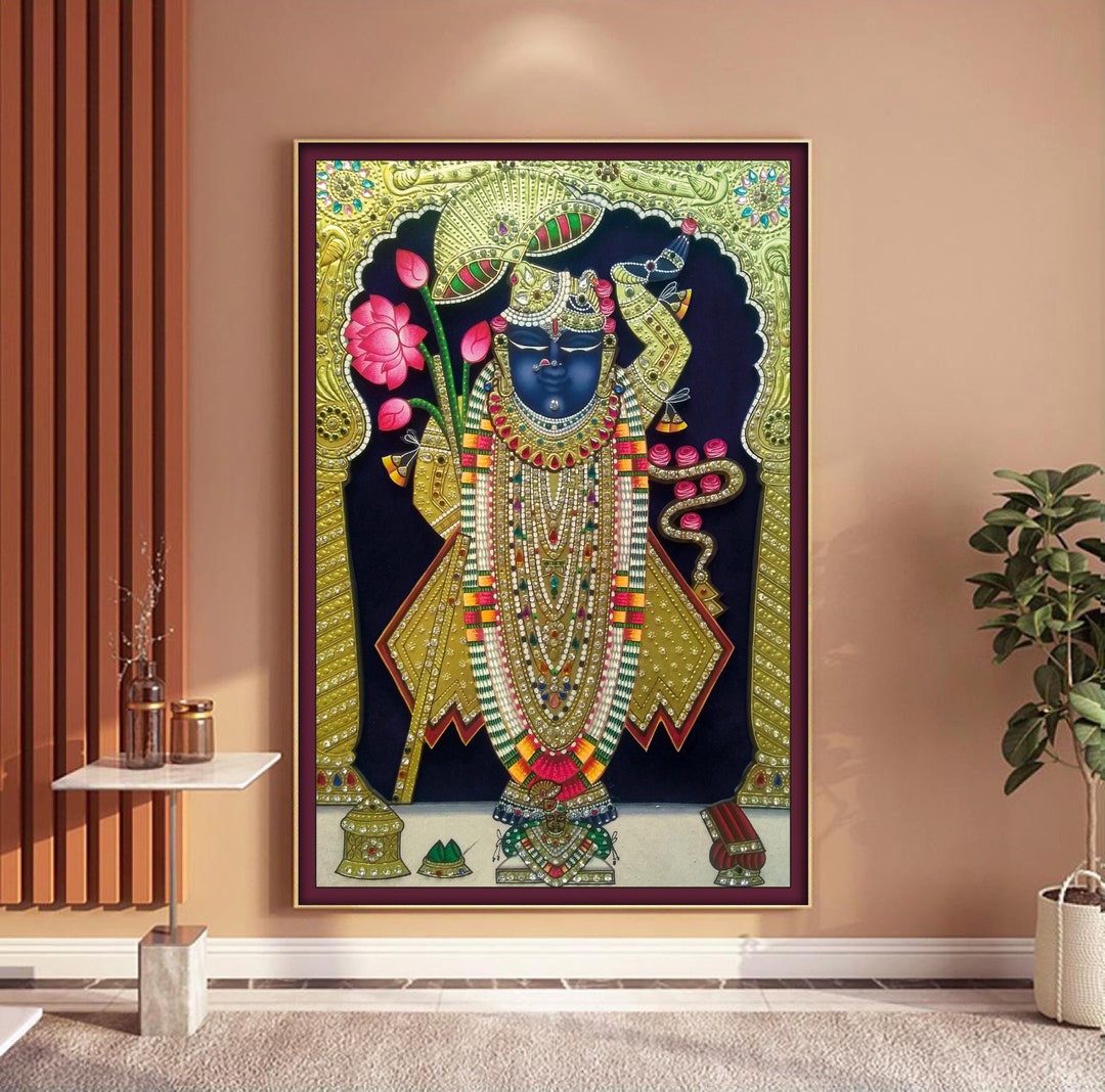 Shrinathji Painting, Shreenathji Pichwai Print, Indian Folk Art, Vaishnava Krishna, Indian God ...