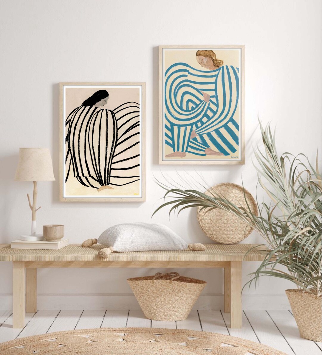 Sofia Lind Poster Set of 2, Modern Abstract Wall Art, Leaf Drawing ...