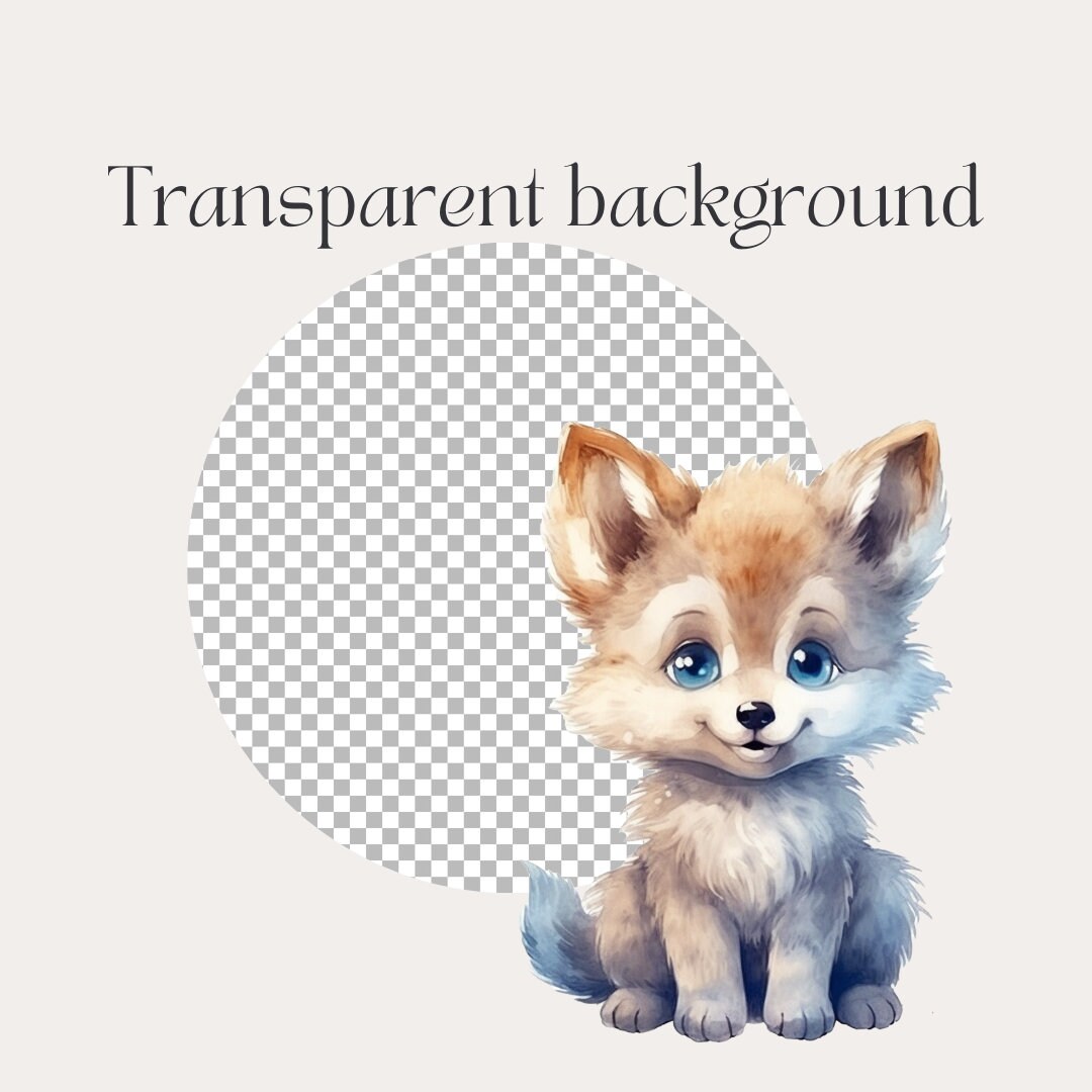 Watercolor Baby Wolf Clipart, Animal Clipart, Baby Shower Clipart ...