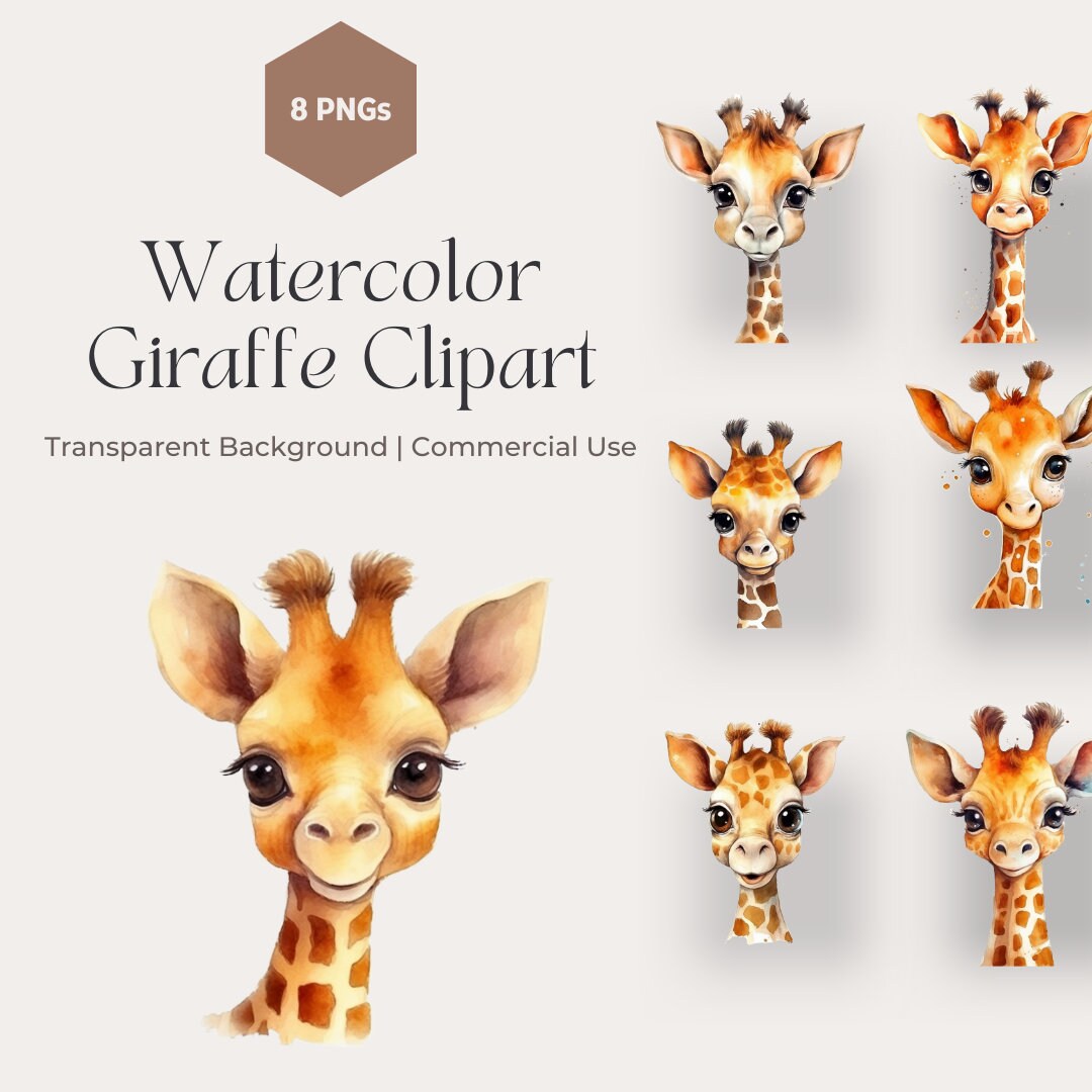 Watercolor Baby Giraffe Clipart, Safari Animal, Cute Nursery Decor ...