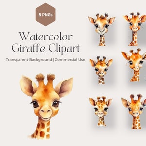 Watercolor Baby Giraffe Clipart, Safari Animal, Cute Nursery Decor ...