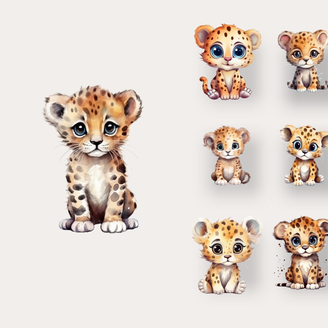 97 Watercolor Baby Animals PNG Bundle, Digital Paper, Clipart, Nursery ...