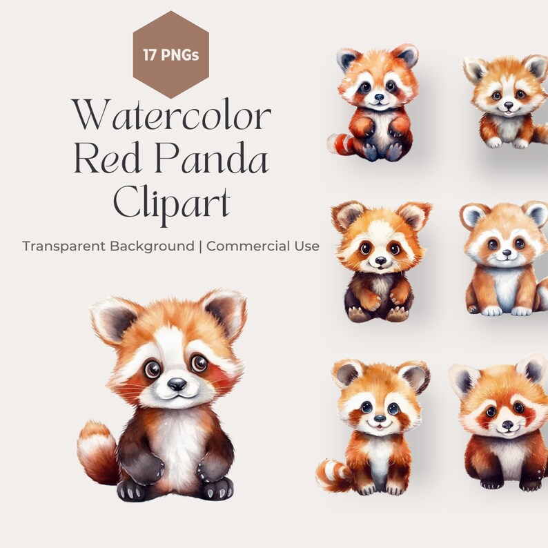 Watercolor Red Panda Clipart Cute Clipart Transparent PNG - Etsy Canada