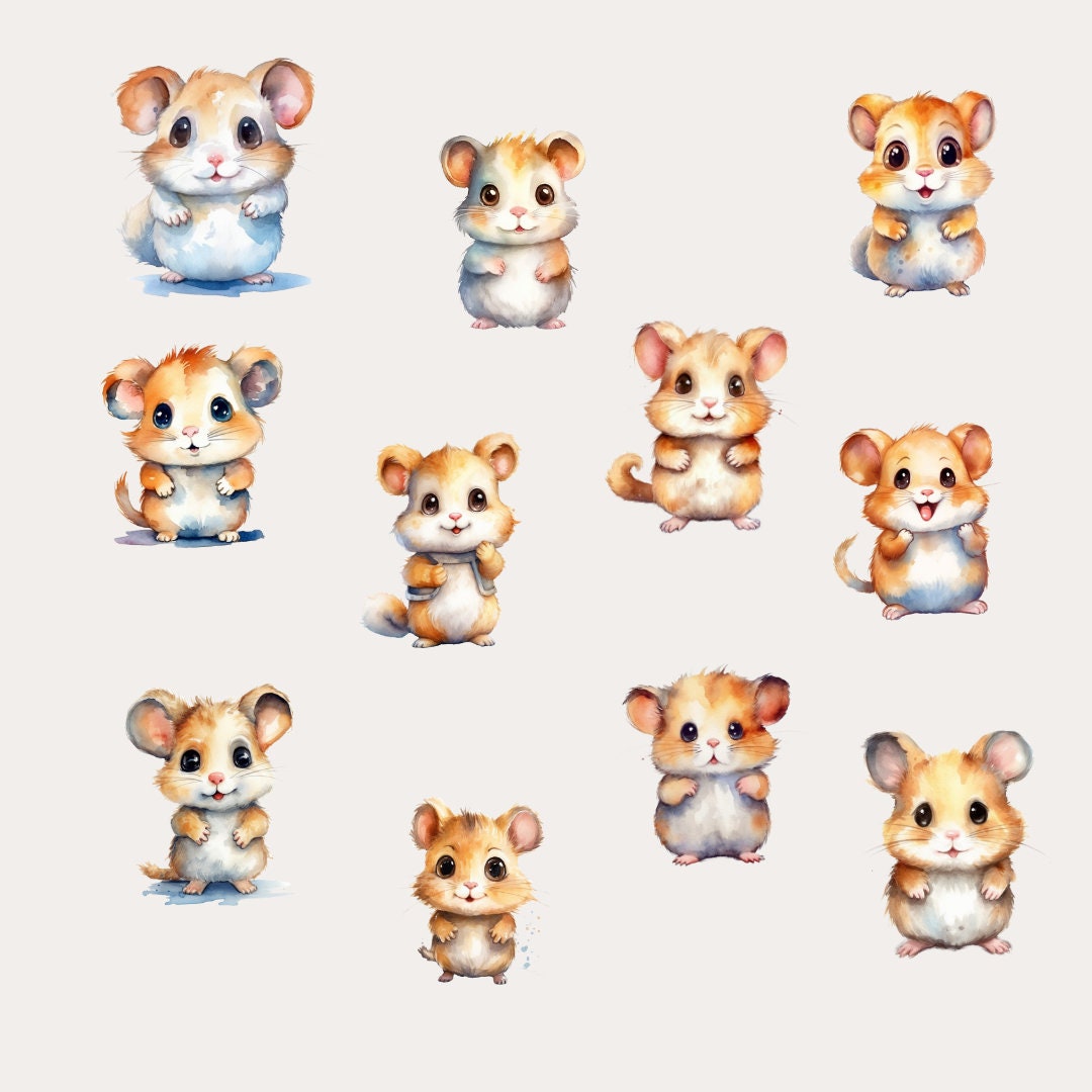 97 Watercolor Baby Animals PNG Bundle, Digital Paper, Clipart, Nursery ...