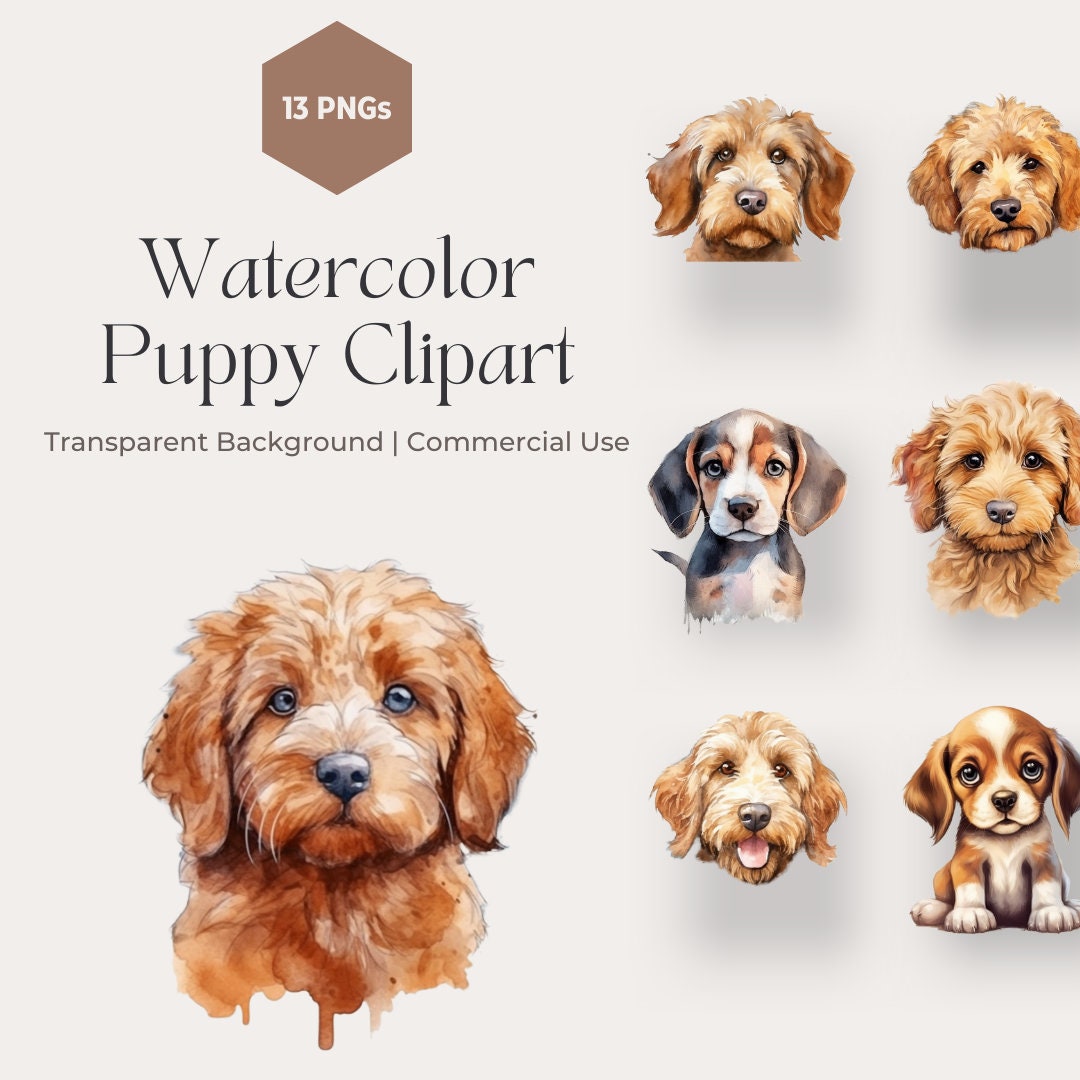 Watercolor Puppy Clipart, Dogs Clipart, Nursery Decor, Baby Shower ...